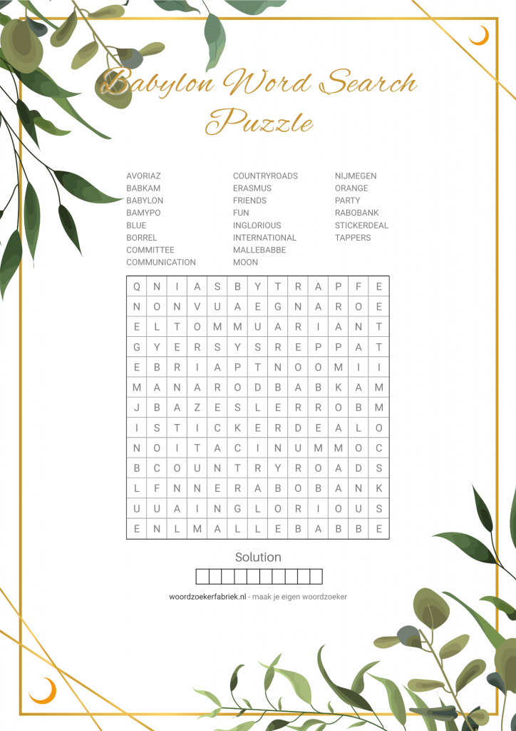 Babylon Woordzoeker - Babylon Nijmegen